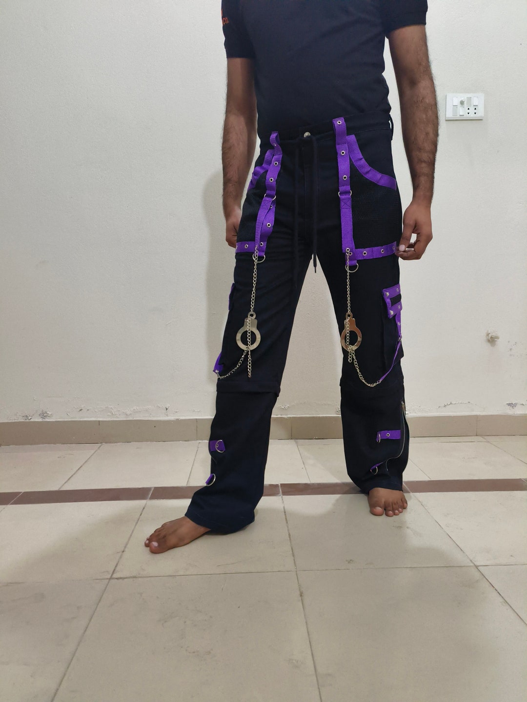 Y2K Gothic Cargo Baggy Pants, Cargo Punk Pants With Buckle and Straps ...