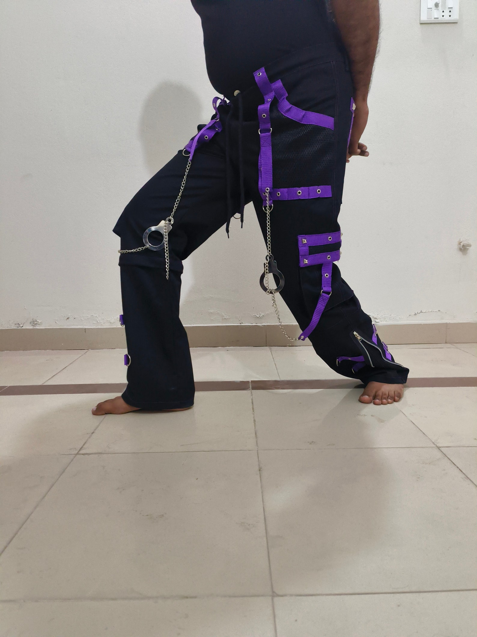 Y2K Gothic Cargo Baggy Pants, Cargo Punk Pants With Buckle and Straps ...