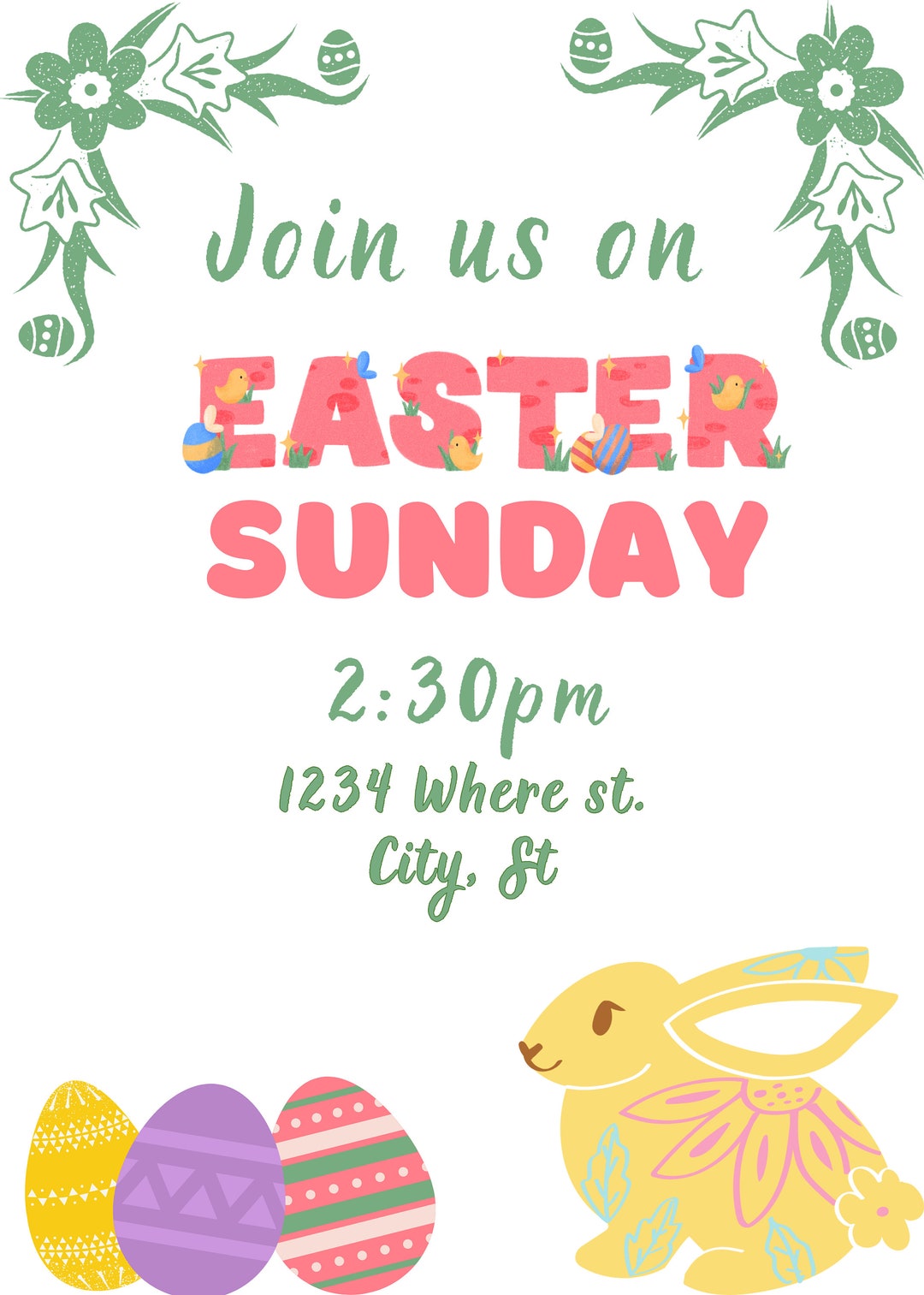 Easter Sunday Digital Invitation Template - Etsy