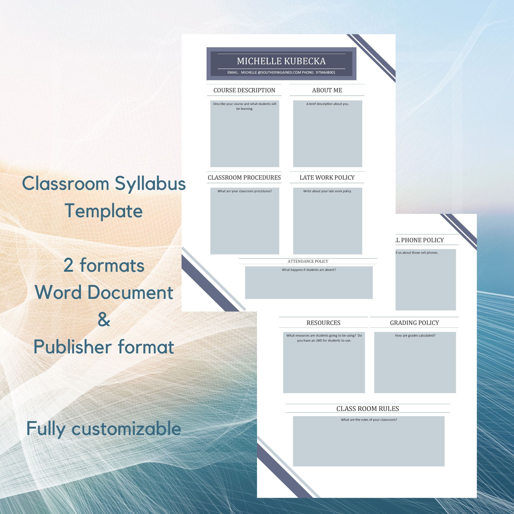 Editable Course Syllabus Template, High School Junior High About The