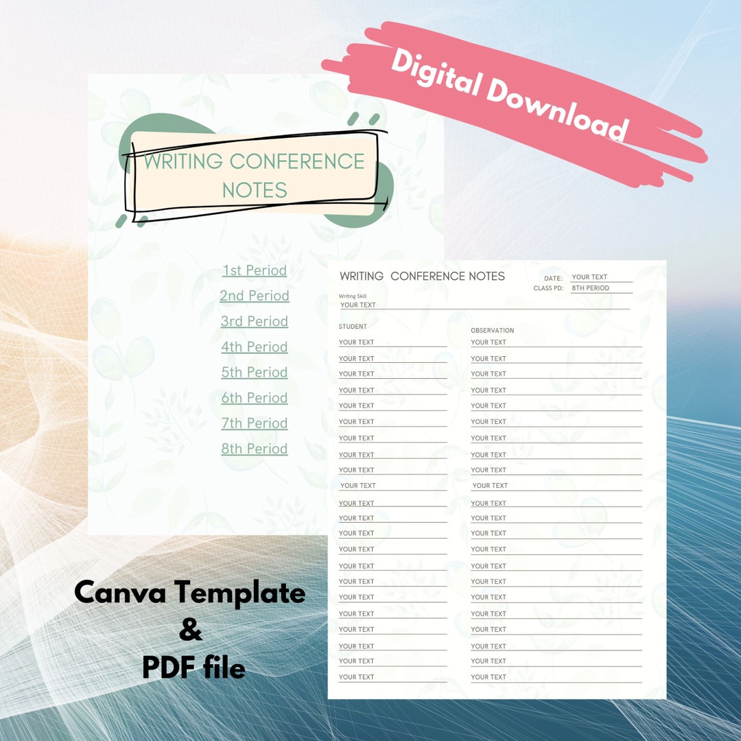 Writing Conference Notes by Student and Class - Etsy