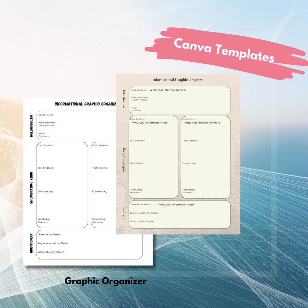Informational Essay Graphic Organizer Canva Template - Etsy