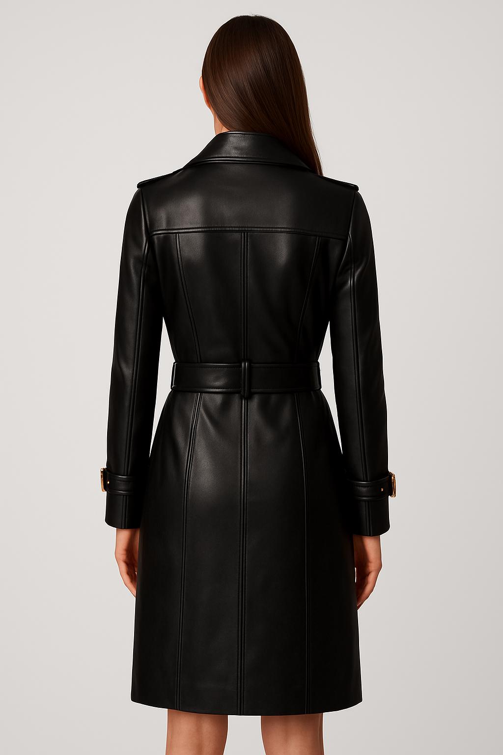 Handmade Black Leather Trench Coat : Women Cosplay Long Coat - Etsy