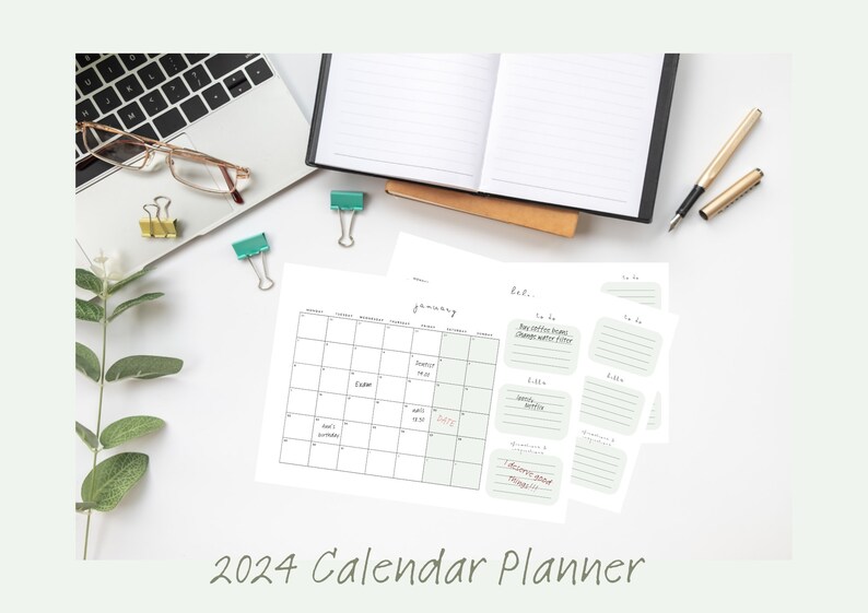 Printable Calendar 2024 Sage Green Minimalist Monthly Planners 2024 A4 ...