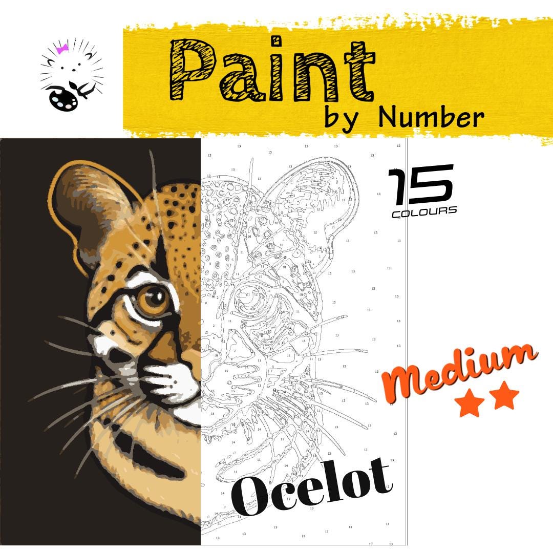 Ocelot Paint by Number Kit: 15-color Precision Wildlife Art for ...