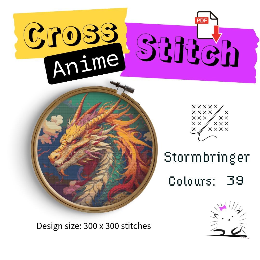 Anime Dragon Stormbringer Cross Stitch Pattern - Digital PDF for Cute ...