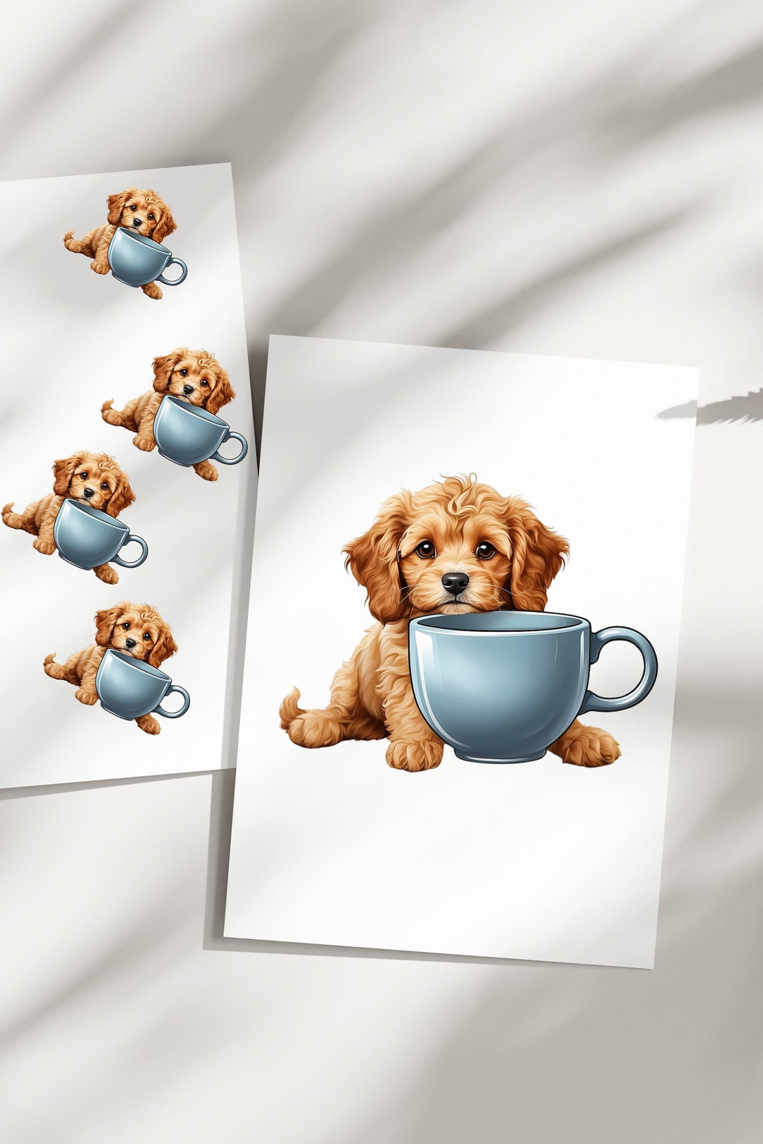 Cavapoo Pup With Empty Mug Clip Art - Etsy