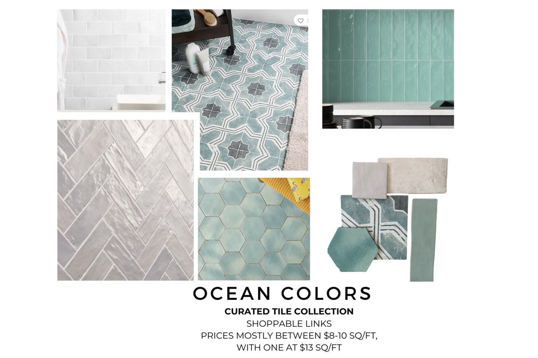 Ocean Colors- Curated Tile Collection With Shopping Links - Etsy