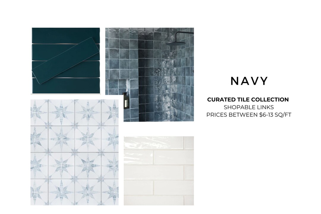 Navy- Curated Tile Collection With Shopping Links - Etsy
