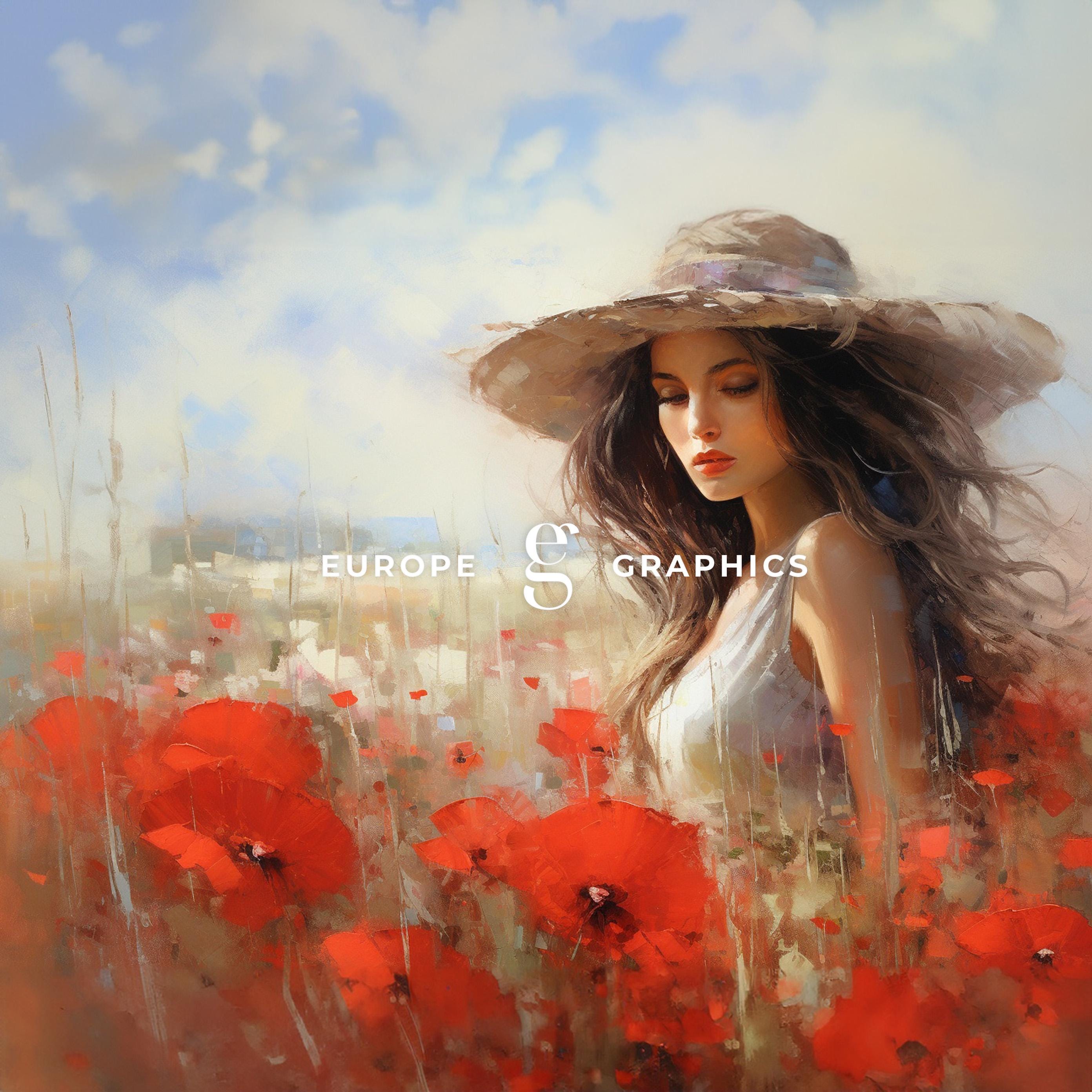 Scarlet Reverie- Lady in a Color Field Vintage Oil Painting Artwork ...