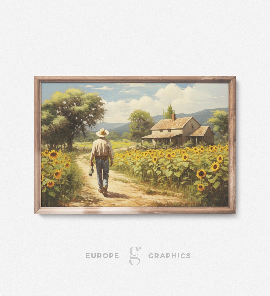 Sunflower Journey Sunflower Field Oil Painting, Vintage Oil Painting ...