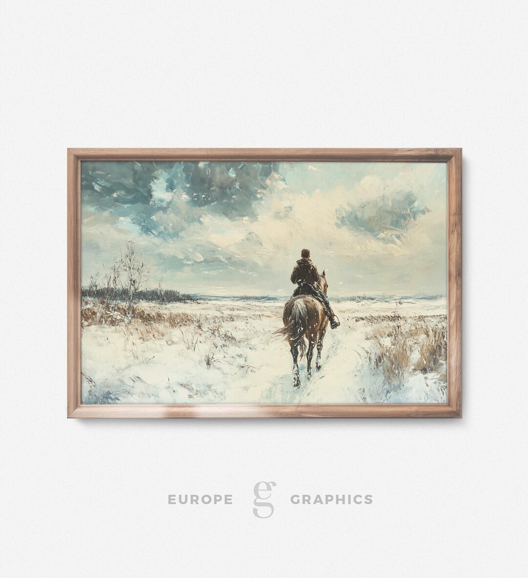 Snowfield Rider - Winter Scene Horse Rider, Snowy Nature Landscape ...