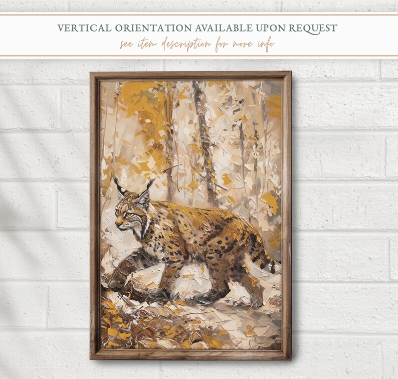 Lynx Stroll - Red Lynx Landscape Vintage Oil Painting, Bobcat Artwork ...