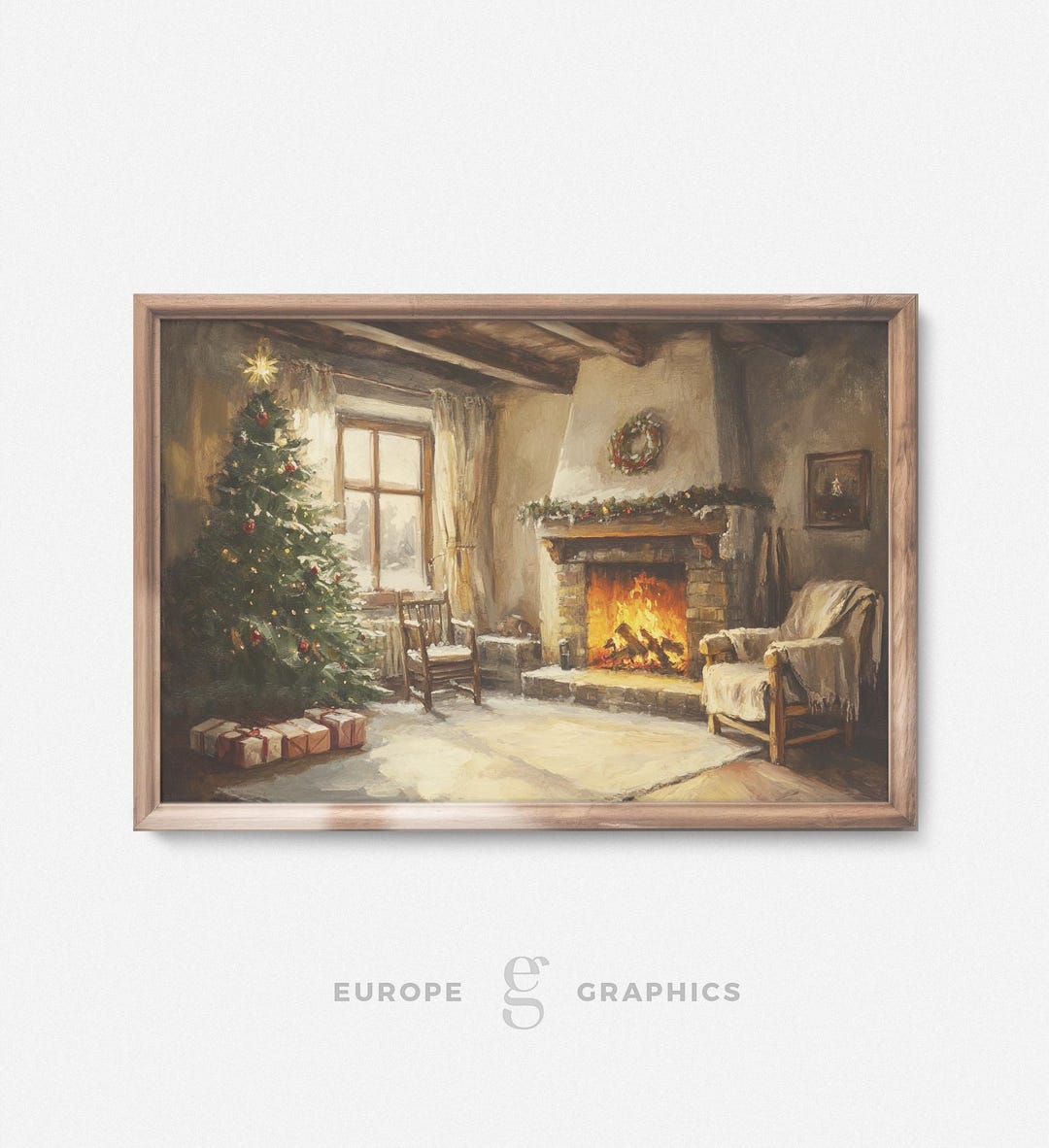 Cozy Winter Hearth - Vintage Fireplace Cozy Room Christmas Time, Snowy ...