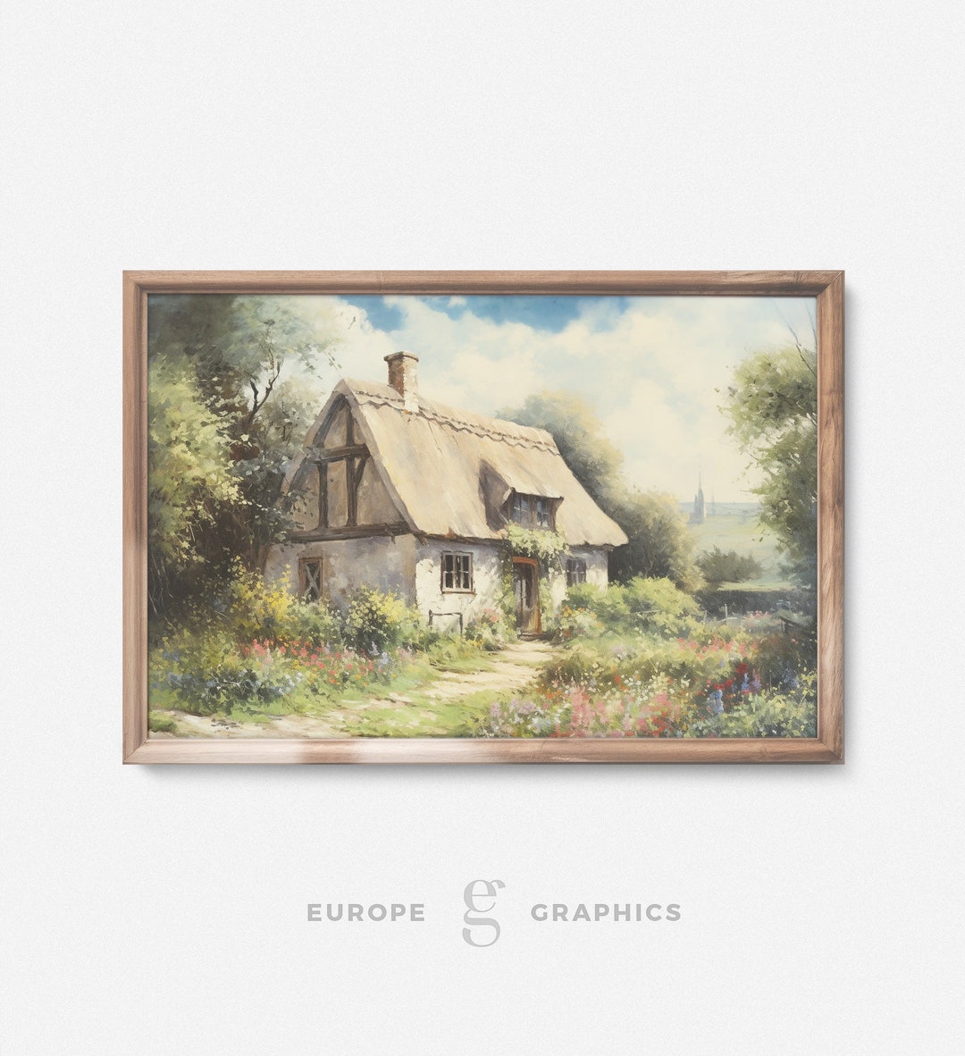 Meadow Haven Rustic House Landscape Oil Painting, Decorative Wall Art ...