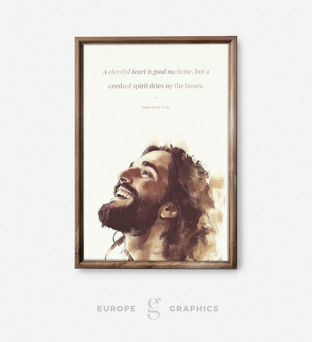 Cheerful Heart- Picture of Jesus Christ, Bible Quote Christian Vintage ...
