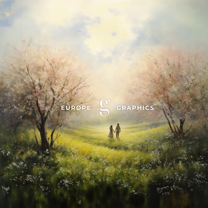 Dawn's First Light - Love Couple Landscape Vintage Oil Painting ...