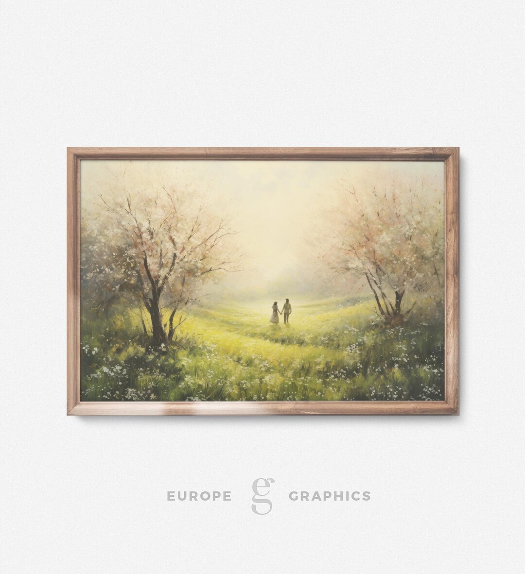 Dawn's First Light - Love Couple Landscape Vintage Oil Painting ...