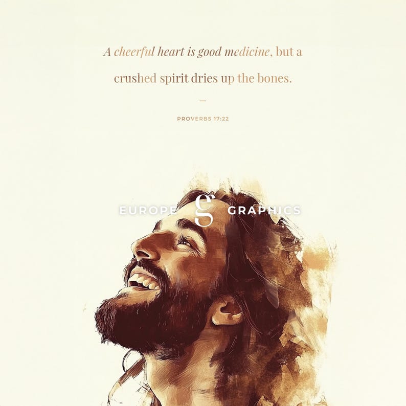 Cheerful Heart- Picture of Jesus Christ, Bible Quote Christian Vintage ...