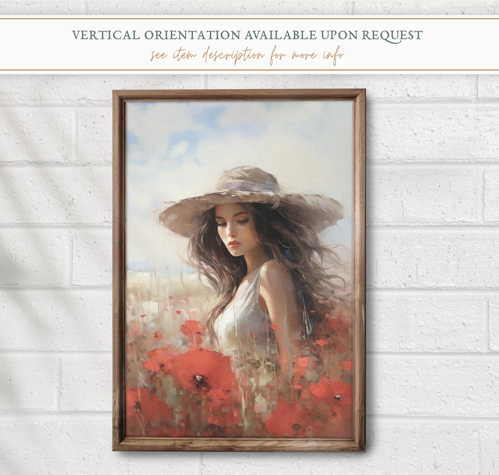 Scarlet Reverie- Lady in a Color Field Vintage Oil Painting Artwork ...