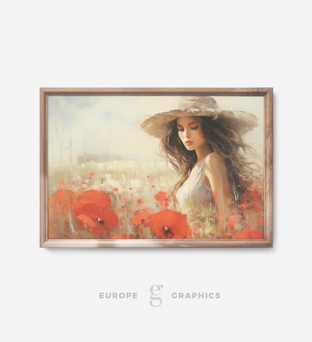 Scarlet Reverie- Lady in a Color Field Vintage Oil Painting Artwork ...