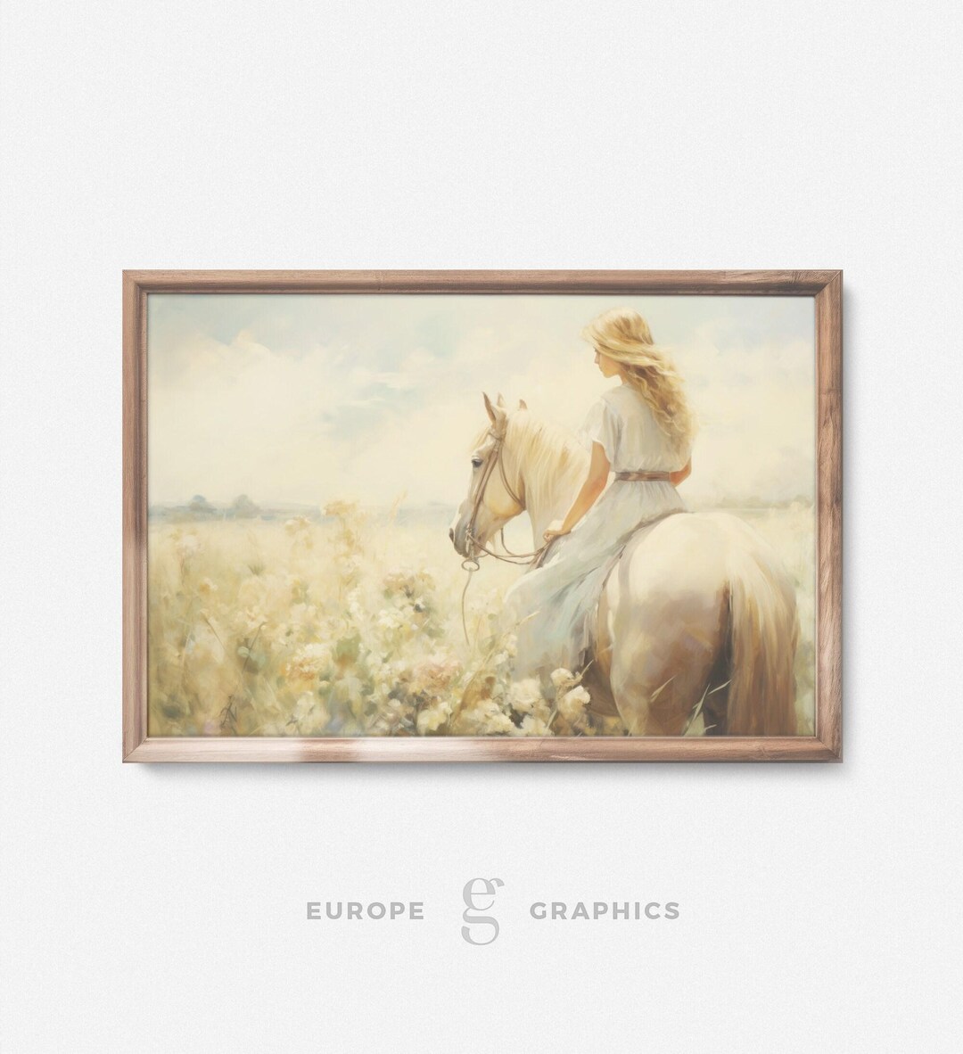 Summer Gallop - Horse Landscape Vintage Oil Painting, Decorative Wall ...