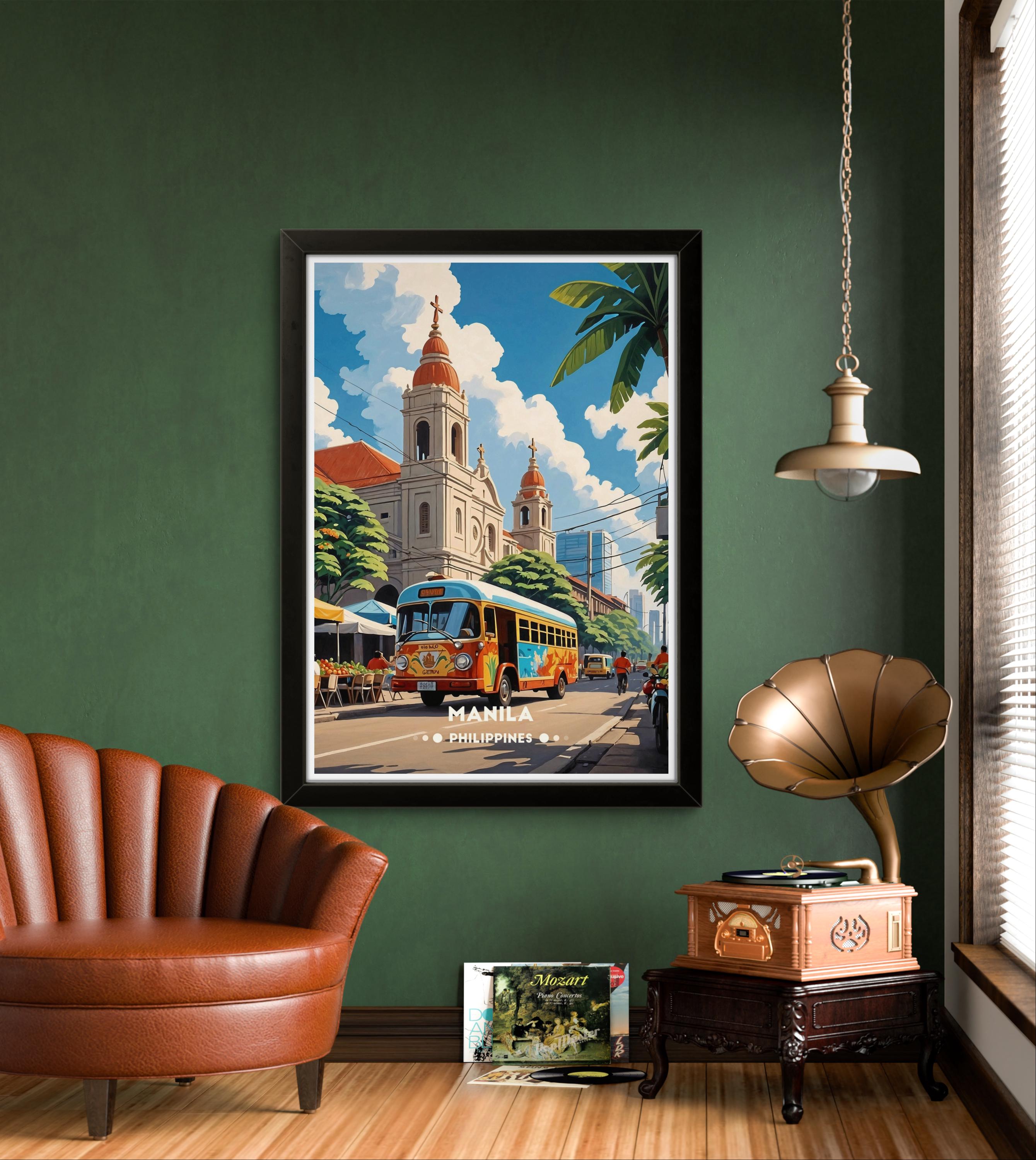 Manila Vintage Poster | Philippines City Art Print | Jeepney Street ...