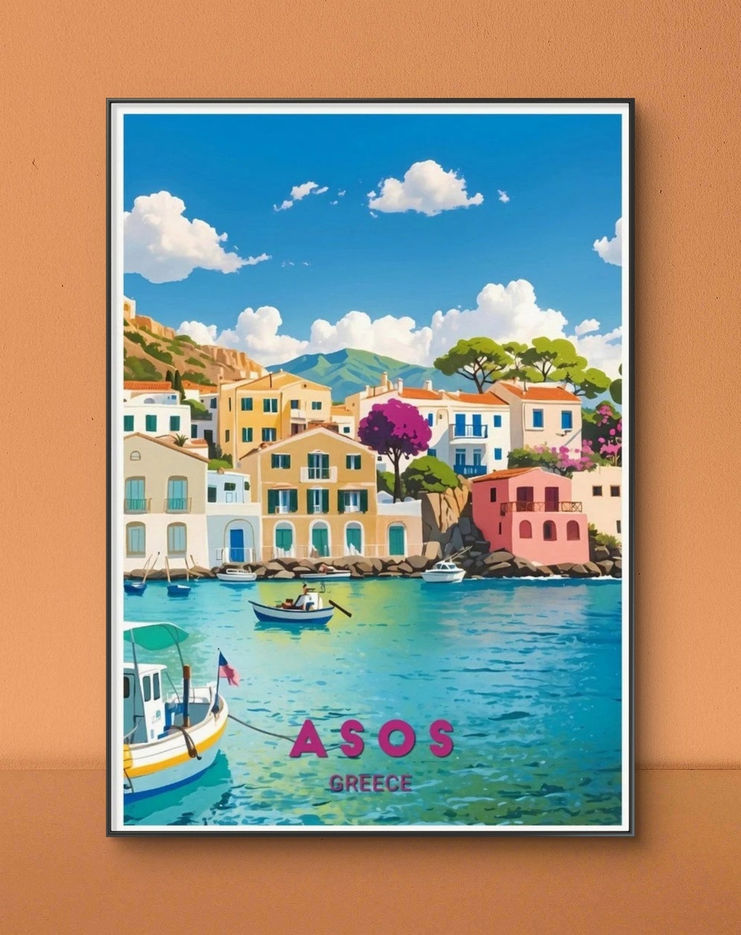 Asos Poster - Captivating Coastal Scene From Greece, Perfect for Home ...