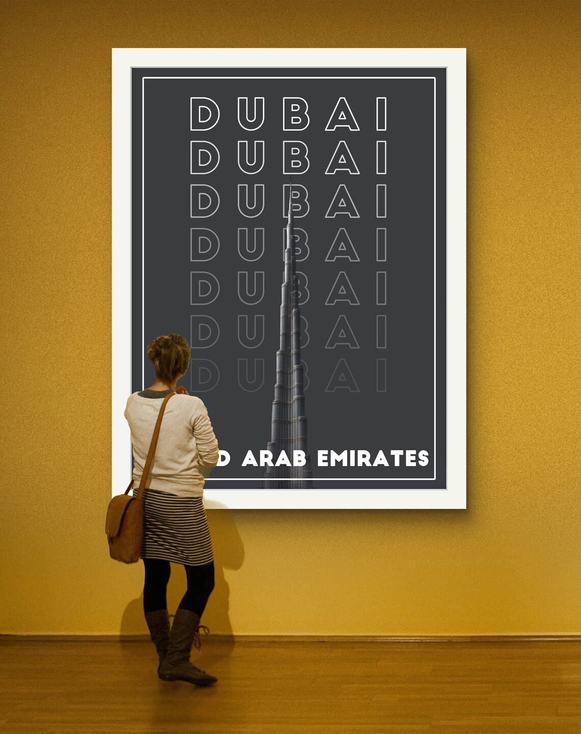 Modern Dubai Skyline Poster Iconic Burj Khalifa Art Print for Home and ...