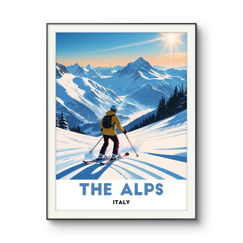 The Alps Poster - Thrilling Ski Adventure in Majestic Alpine Landscape ...