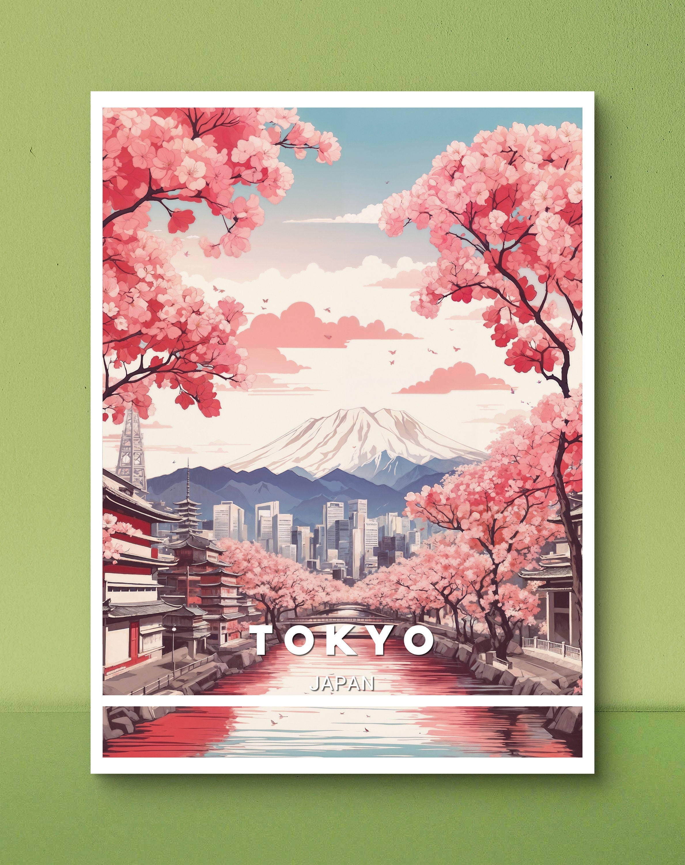 Tokyo Poster Captivating Tokyo Print of Cherry Blossoms, Mount Fuji ...
