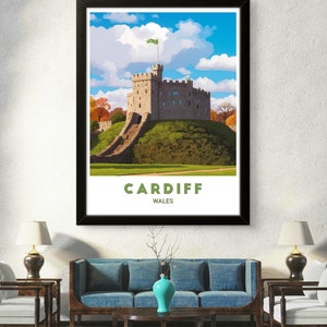 Cardiff Poster Stunning Art Print of Cardiff Castle With Vibrant Autumn ...