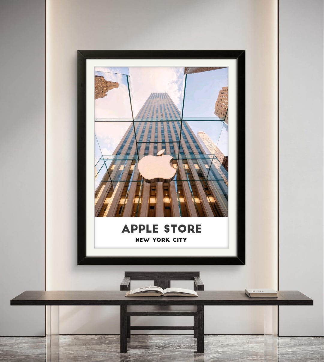 Iconic Apple Store Poster, New York City Glass Cube Design, Modern ...