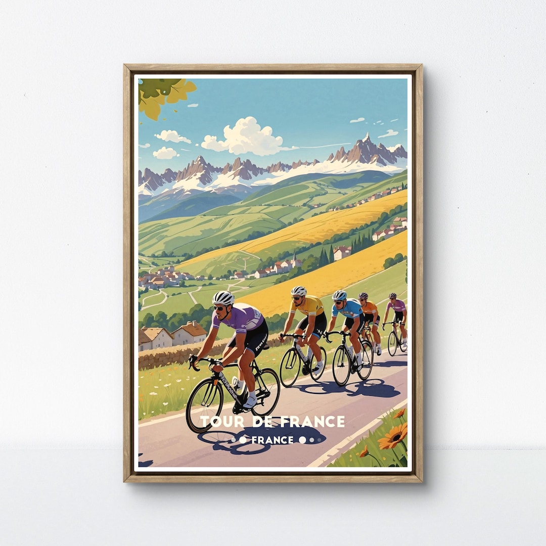 Tour De France Vintage Poster, Scenic French Countryside Art, Cycling ...