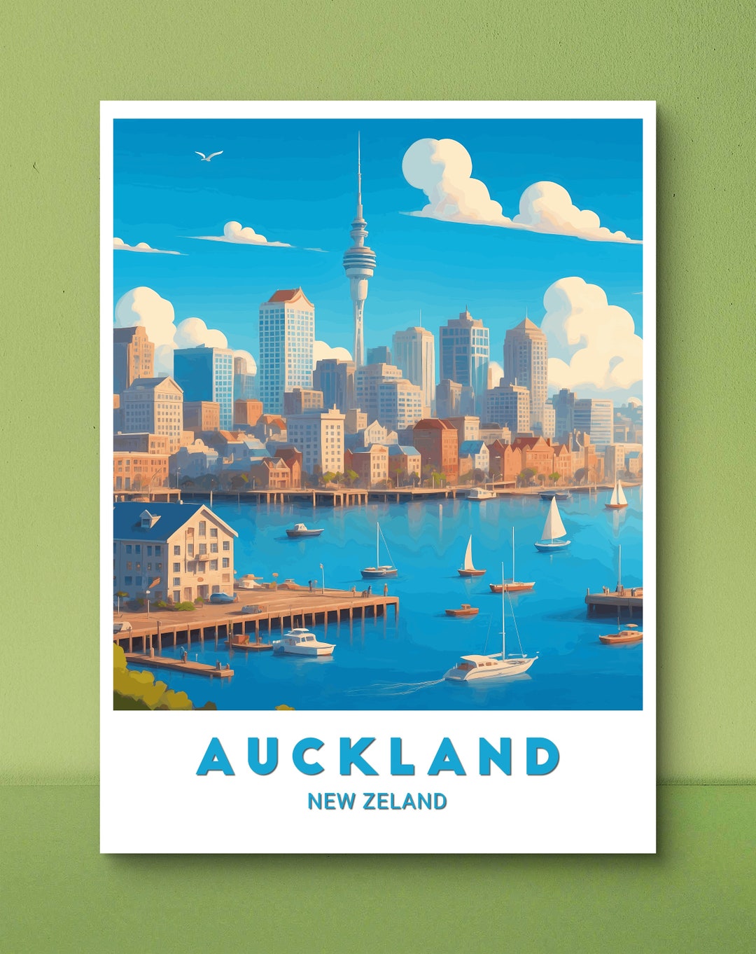 Auckland Poster Stunning Art Print Showcasing the Vibrant Harbor and ...