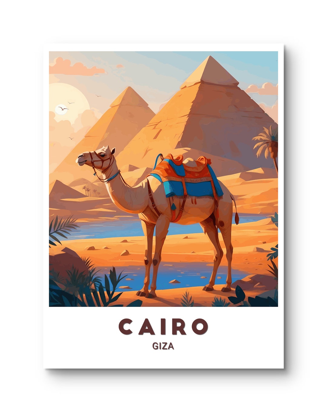 Cairo Poster Stunning Art Print Showcasing the Majestic Pyramids of ...