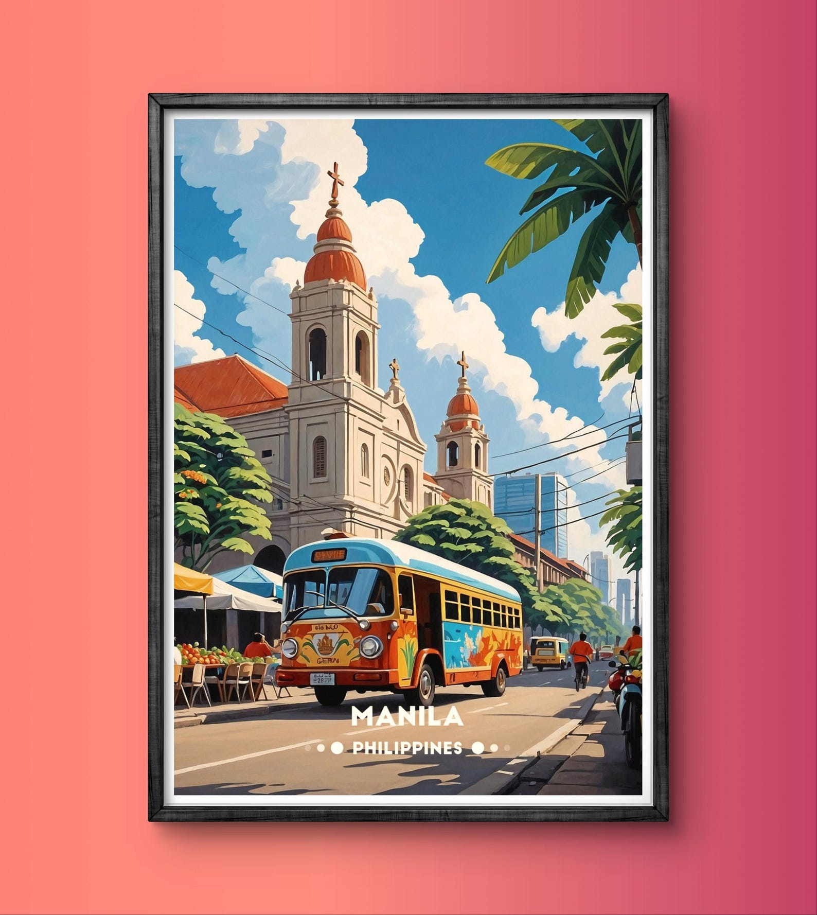 Manila Vintage Poster | Philippines City Art Print | Jeepney Street ...