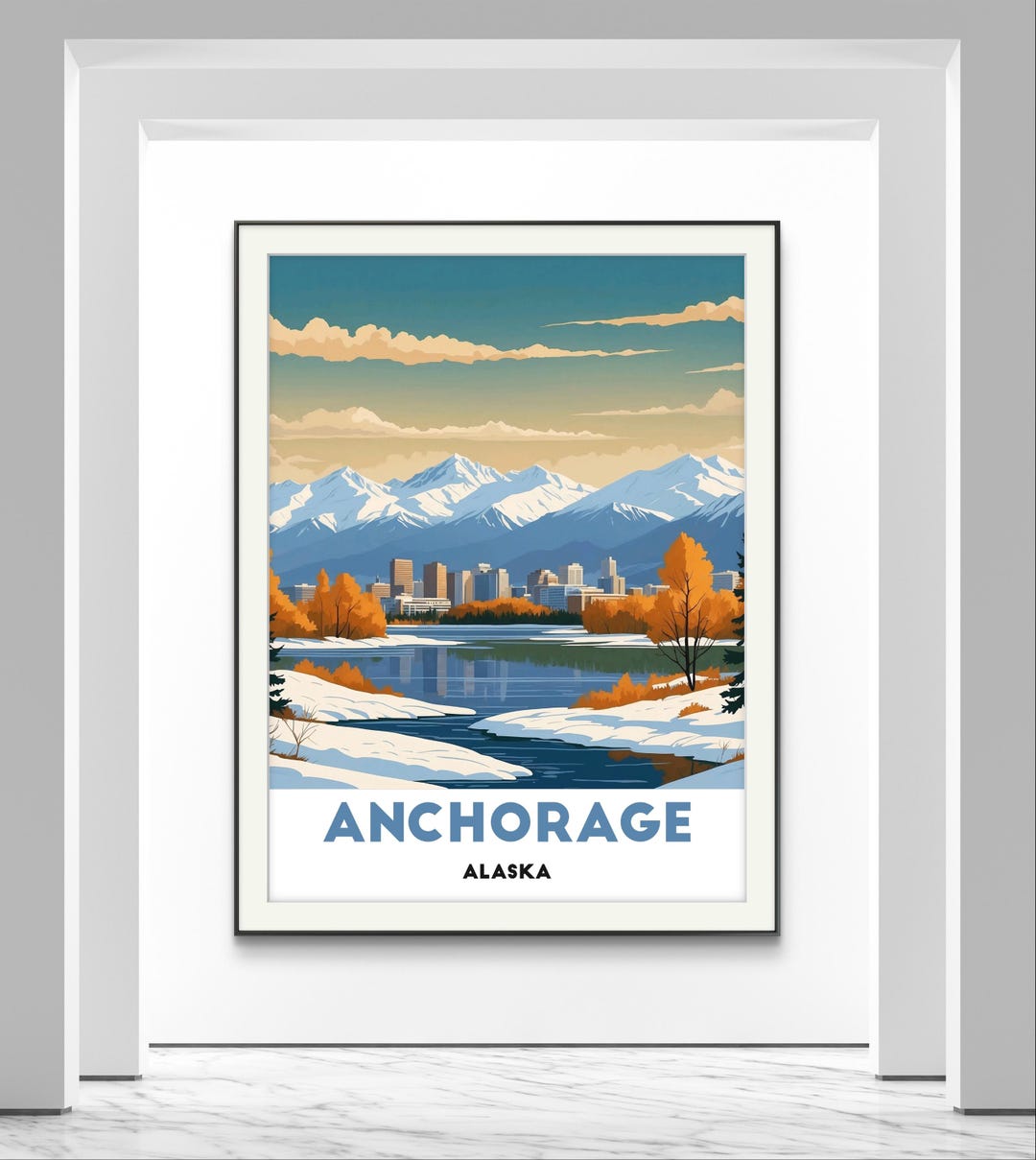 Anchorage Alaska Skyline Poster - Majestic Mountain Backdrop With ...