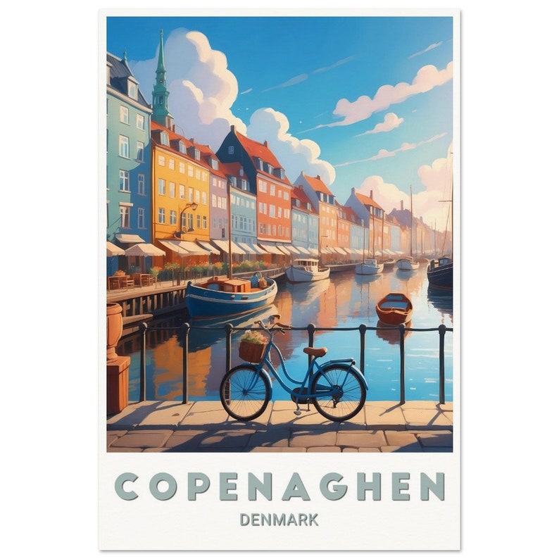 Copenhagen Poster Beautiful Art Print Showcasing the Vibrant Nyhavn ...