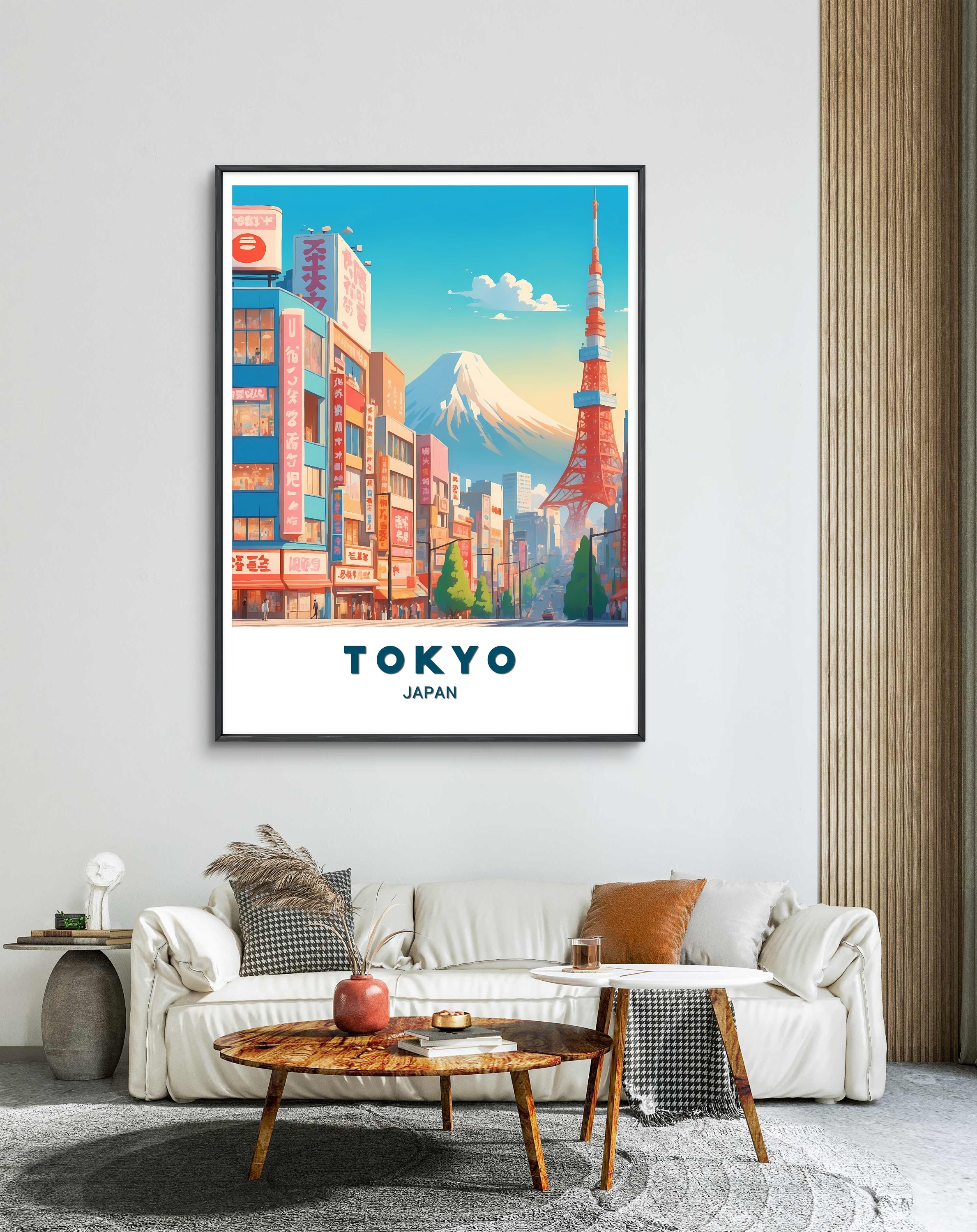 Tokyo Poster Vibrant Print of Tokyo Skyline With Mount Fuji and Tokyo ...