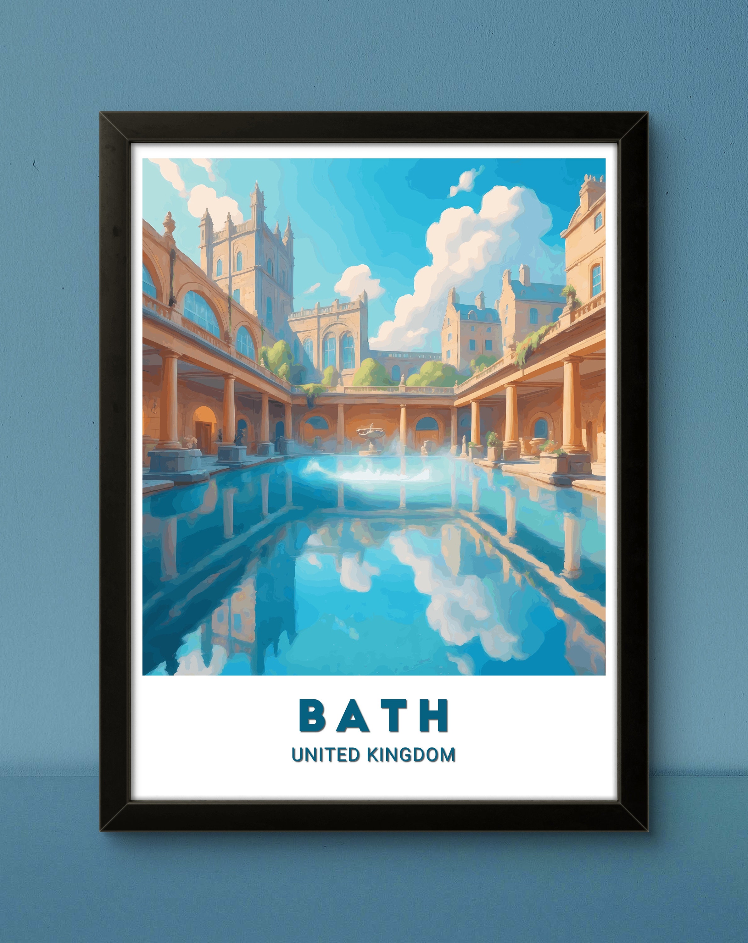 Bath Poster Stunning Art Print Showcasing the Historic Roman Baths and ...