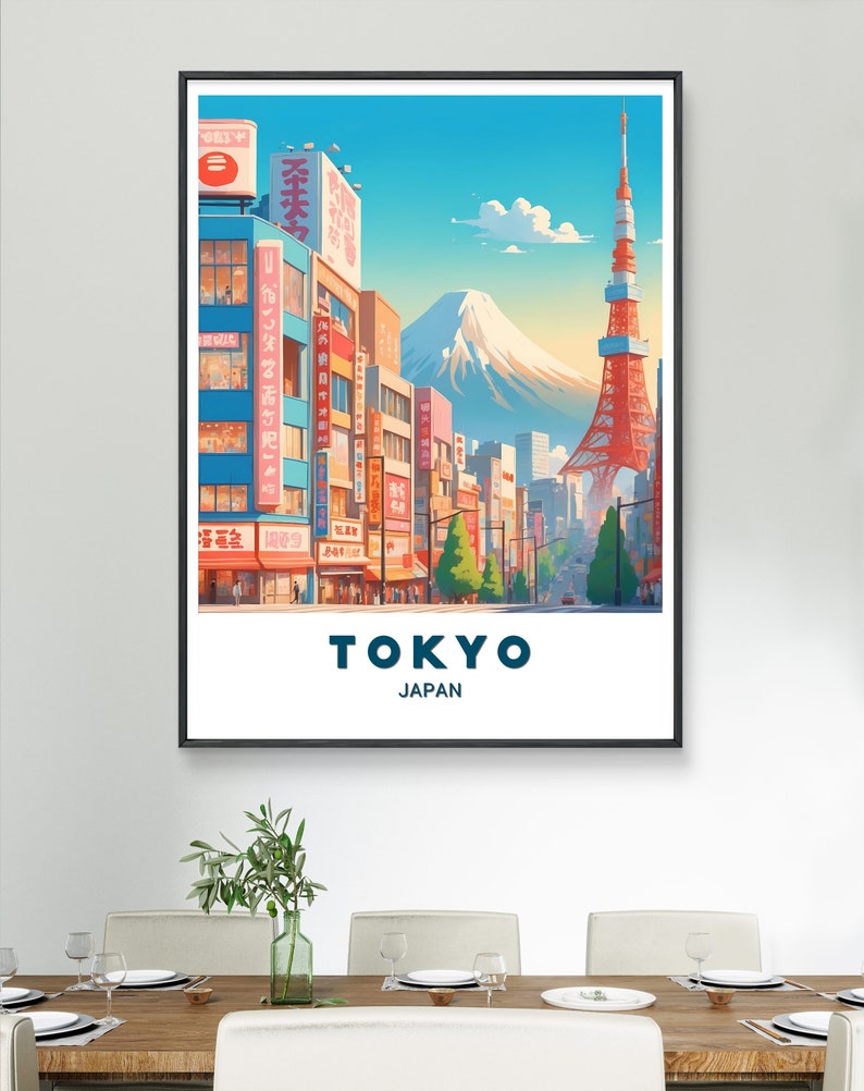 Tokyo Poster Vibrant Print of Tokyo Skyline With Mount Fuji and Tokyo ...