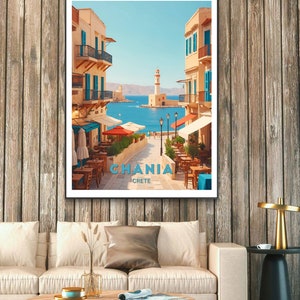 Chania Poster - Vibrant Coastal Scene From Chania, Crete, Greece ...