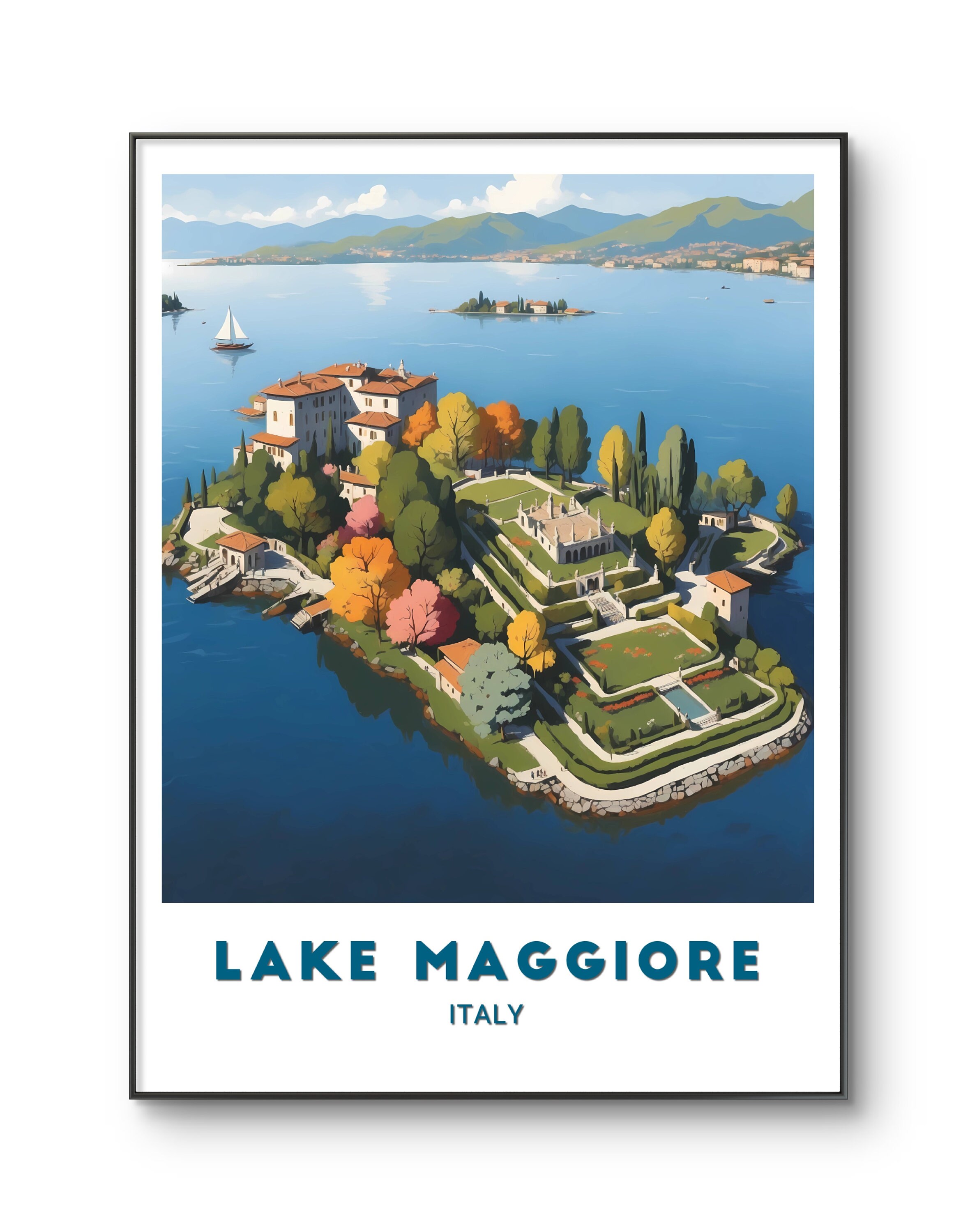 Lake Maggiore Poster Scenic Italian Lakeside Artwork Captivating Print ...