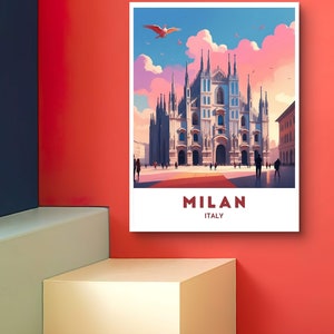 Milan Poster Stunning Art Print of Milan Cathedral With Vibrant Sunset ...