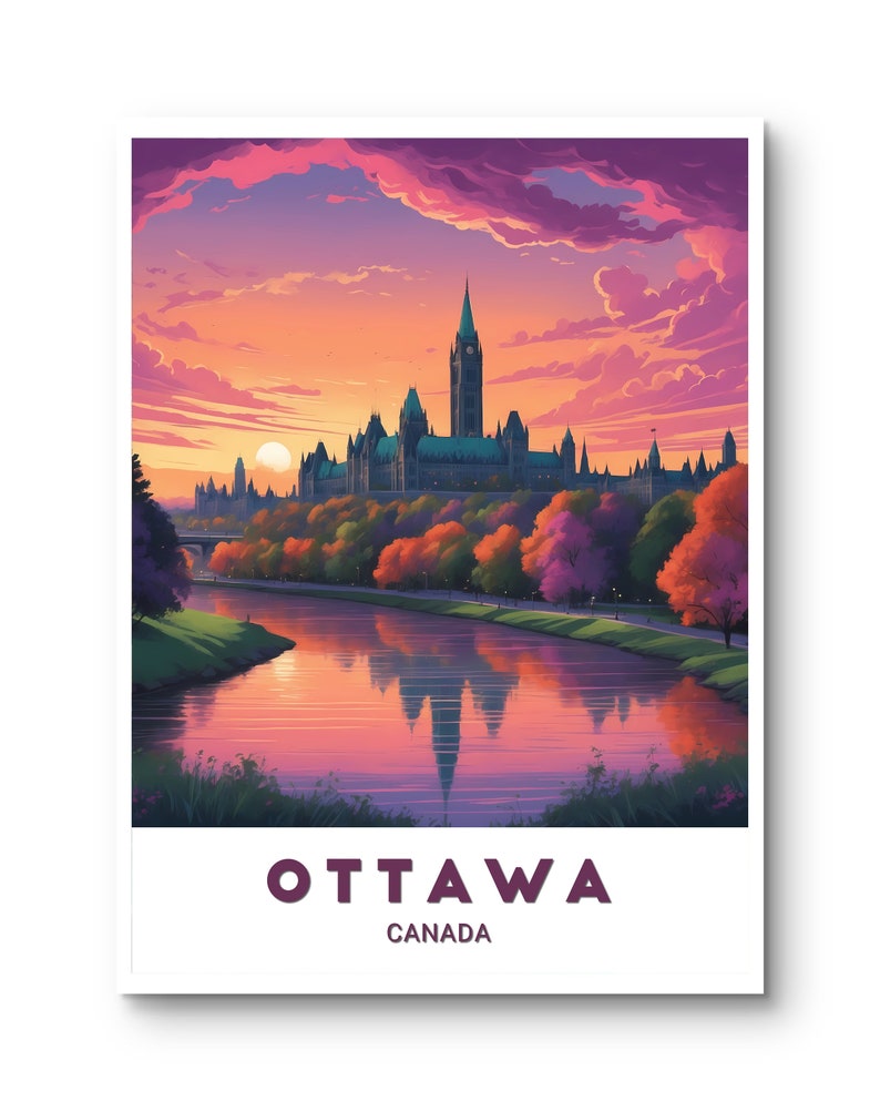 Ottawa Poster Breathtaking Sunset Over Parliament Hill and Rideau Canal ...
