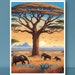 South Africa Poster Majestic African Landscape With Elephants and ...