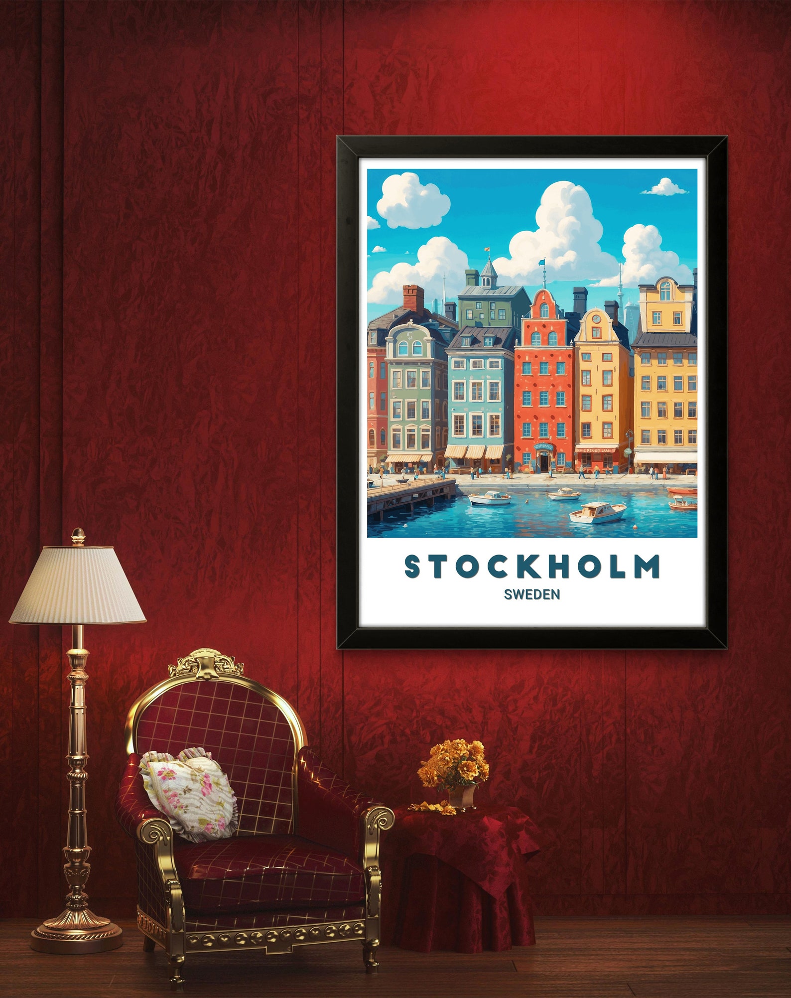 Stockholm Poster: Vibrant Colors of the Historic Gamla Stan Perfect ...