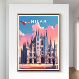 Milan Poster - Stunning Art Print of Milan Cathedral With Vibrant ...