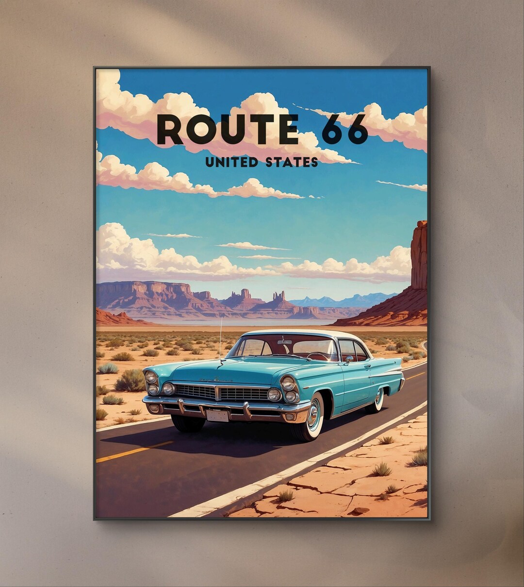 Route 66 Poster - Classic American Road Trip - US Travel Decor Route 66 ...